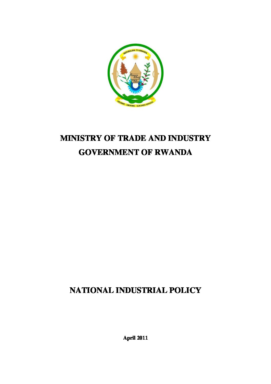 NATIONAL INDUSTRIAL POLICY – RCSP