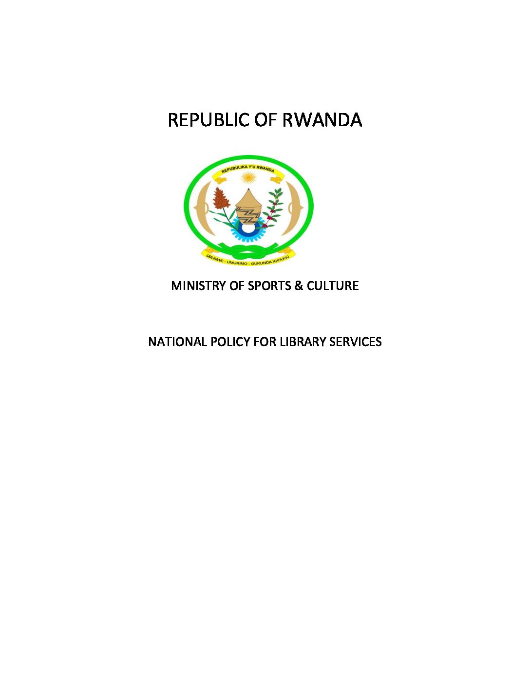 NATIONAL POLICY FOR LIBRARY SERVICES – RCSP